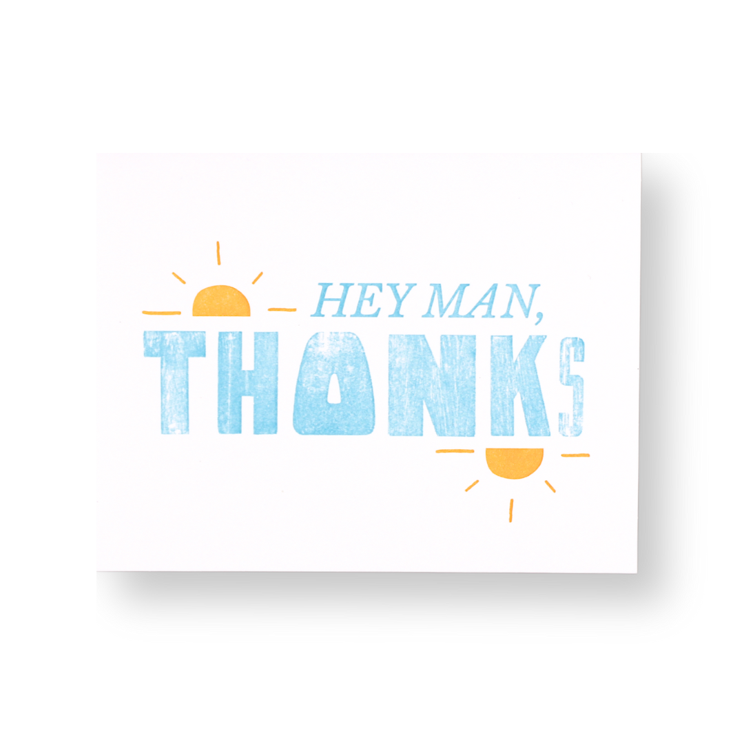 Hey Man, Thanks Gratitude Card – Letterpress PLAY