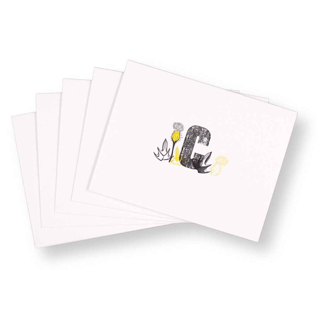 Floral Initial Card - Moondrop (Pack of 5) – Letterpress PLAY