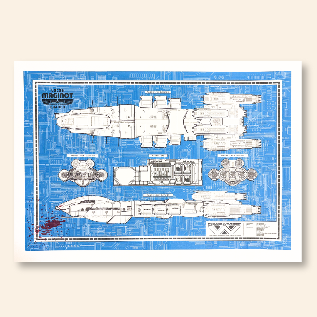 Alien: Earth "USCSS Maginot Blueprint" Letterpress Print – Letterpress PLAY