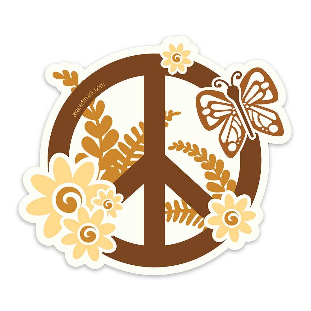 Retro Nature Peace Sign Sticker – Letterpress PLAY