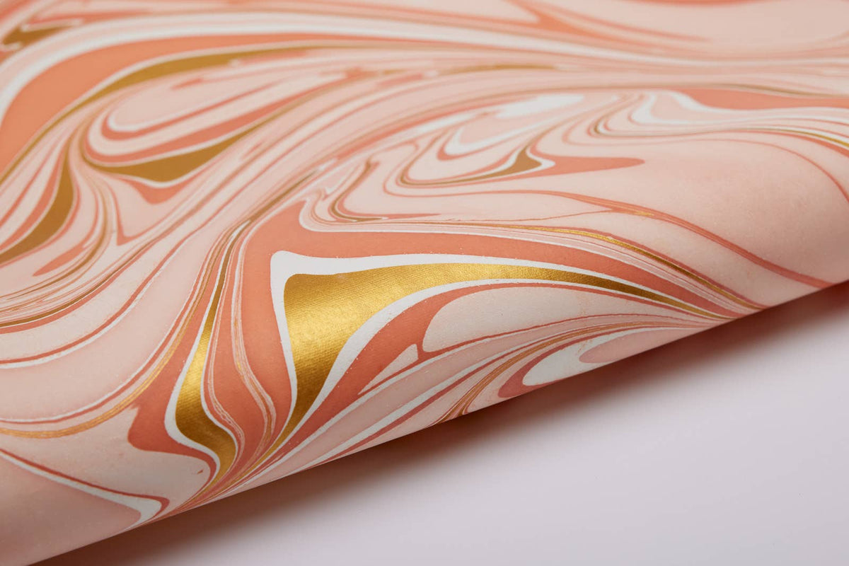Hand Marbled Gift Wrap Sheets - Waves Coral – Letterpress PLAY